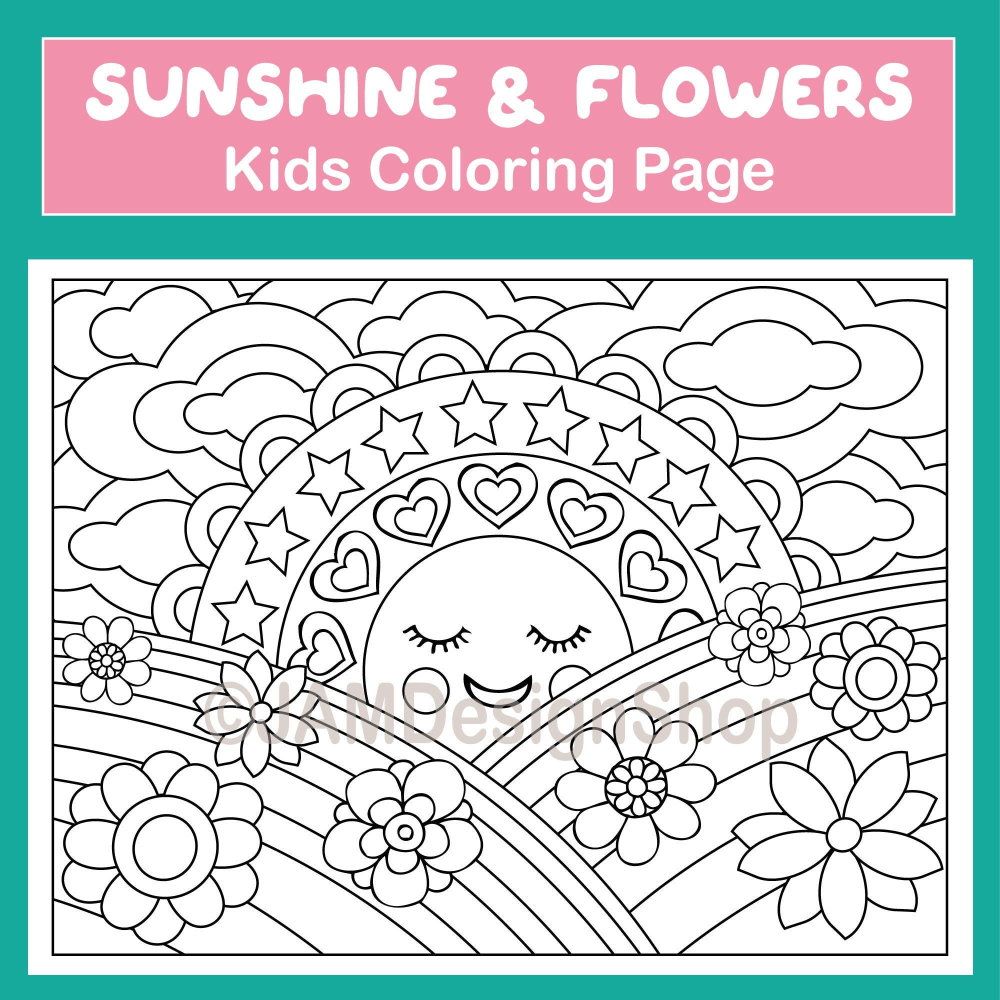 Sunshine And Flowers Coloring Pages