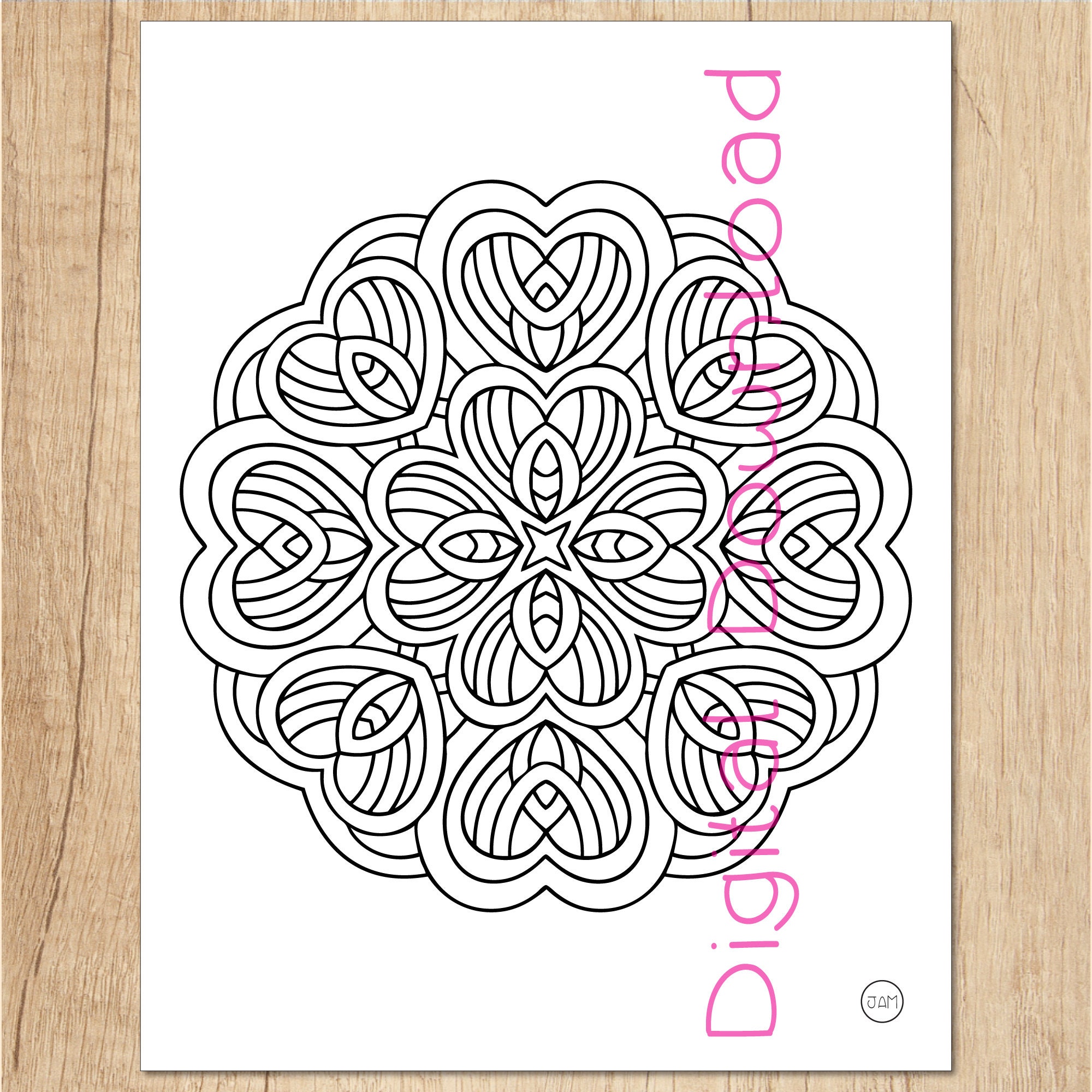 Coloring Page Bundle, Mandala Coloring Page, Kids Coloring, Heart Theme ...
