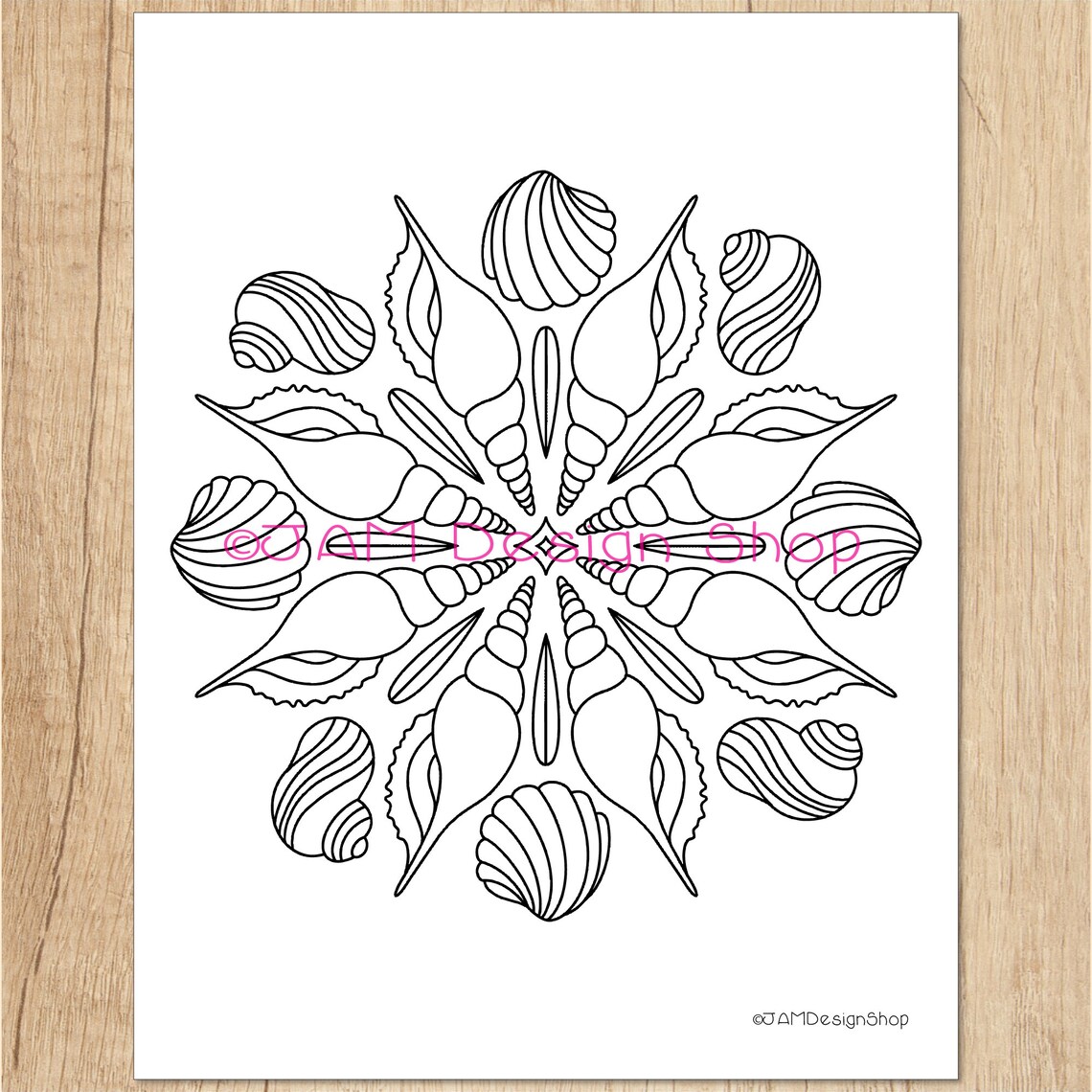 Coloring Page, Mandala Design, Ocean Mandala, Shell Mandala, Coloring ...