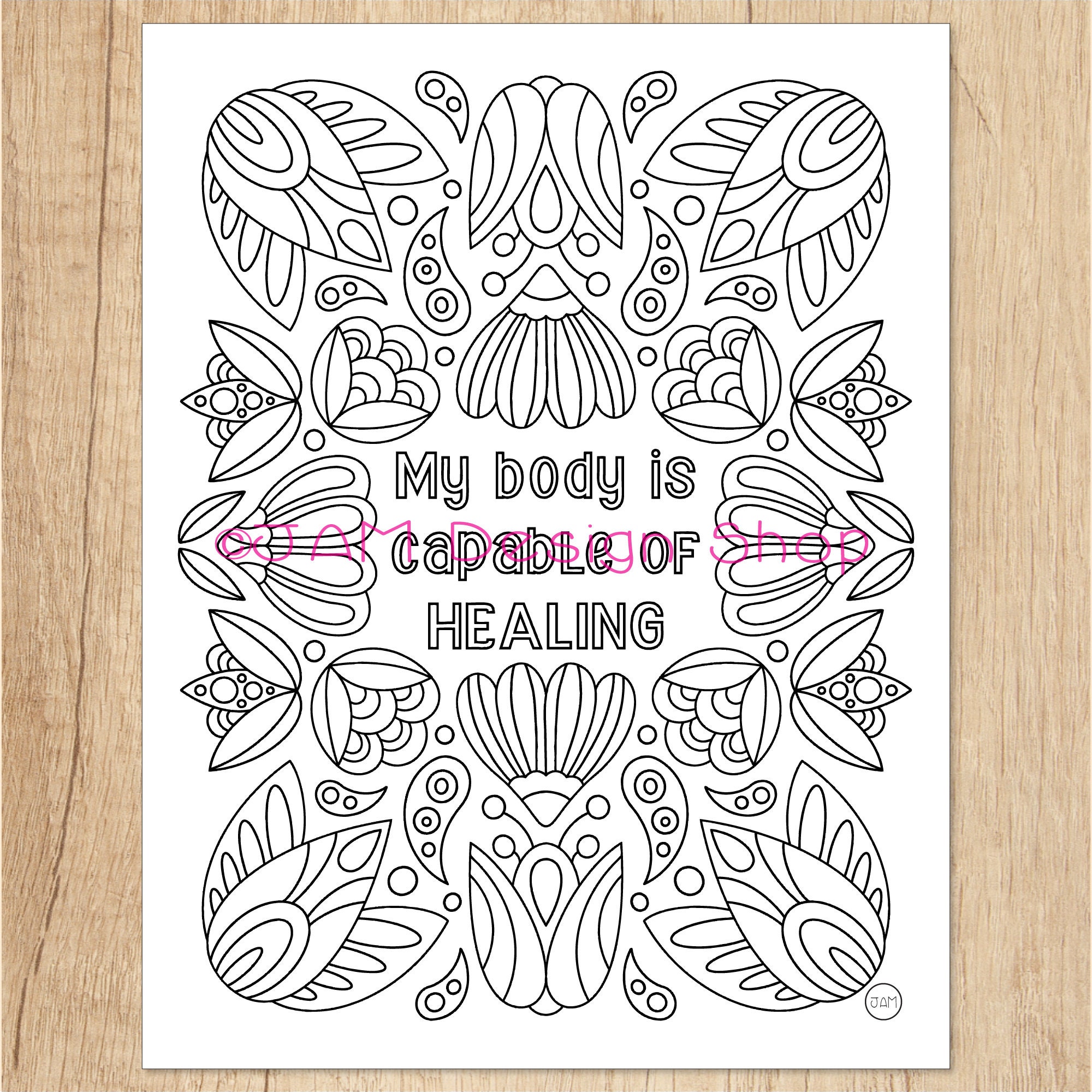 Digital Download, Coloring Page Set, Health Affirmations, Body ...