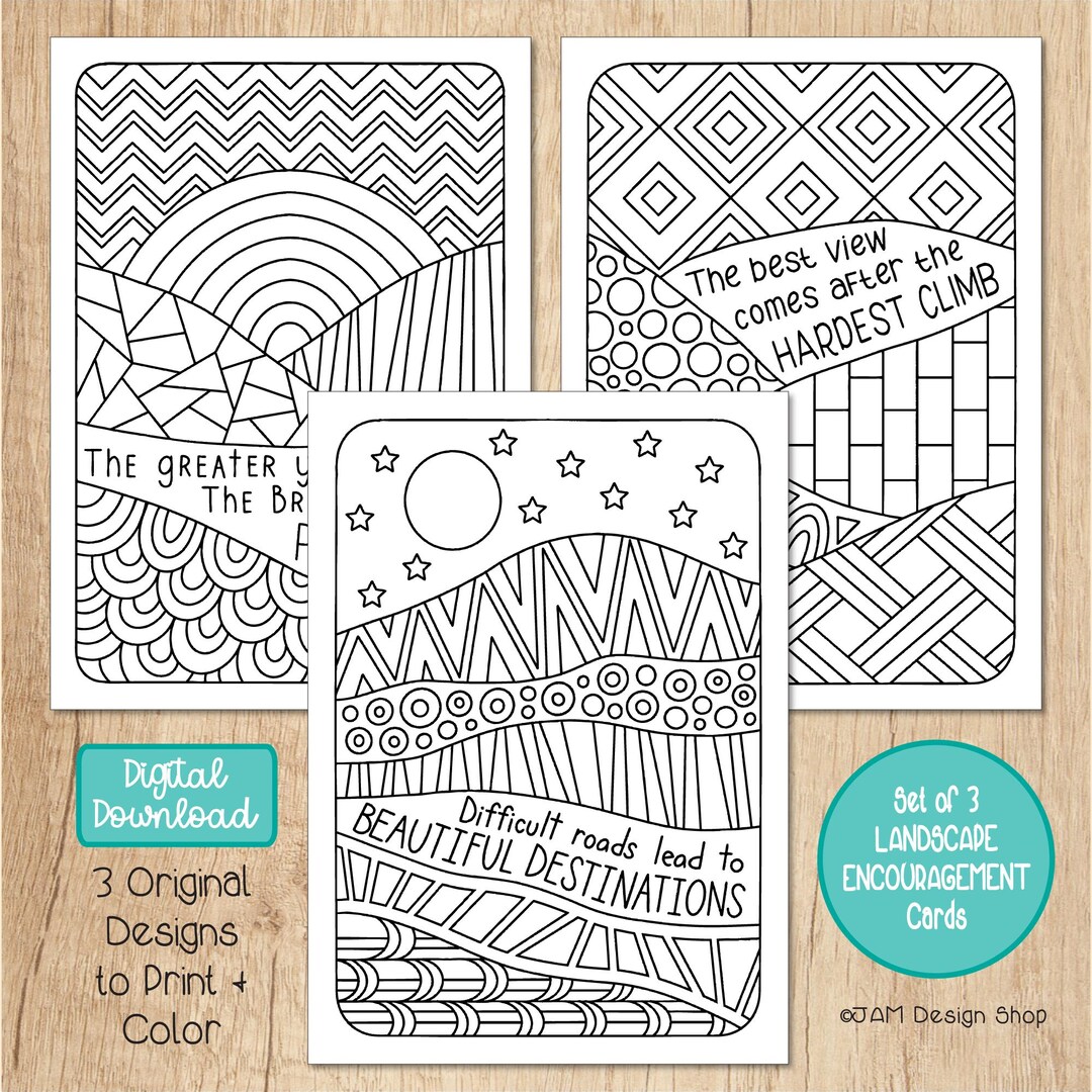 Digital Download, Landscape Art, Positivity Cards, Encouragement ...