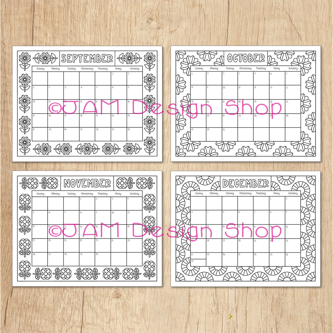 Digital Download, Printable Calendar 2023 Monthly, Floral Calendar 2023 ...