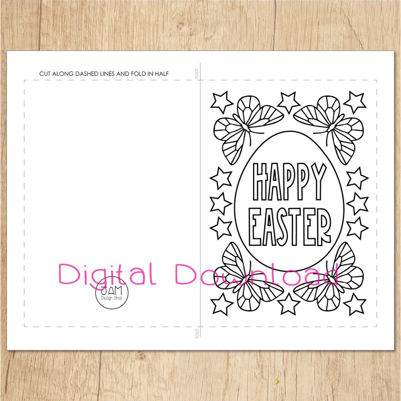 Color Your Own Easter Cards, Printable Cards, Greeting Card Set, Easter ...
