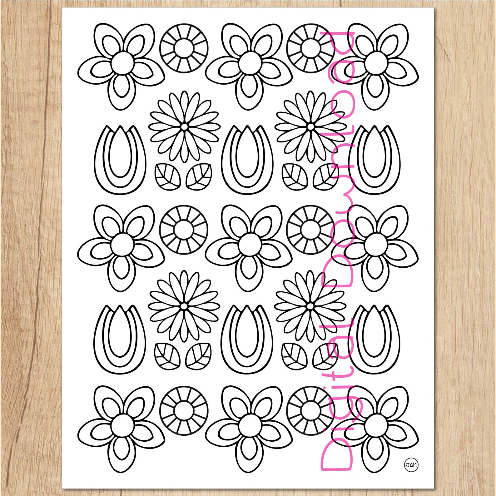 3 Flower Coloring Pages, Adult Coloring Pages, Printable Coloring Pages ...