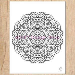 Coloring Page Bundle, Mandala Coloring Page, Kids Coloring, Heart Theme ...
