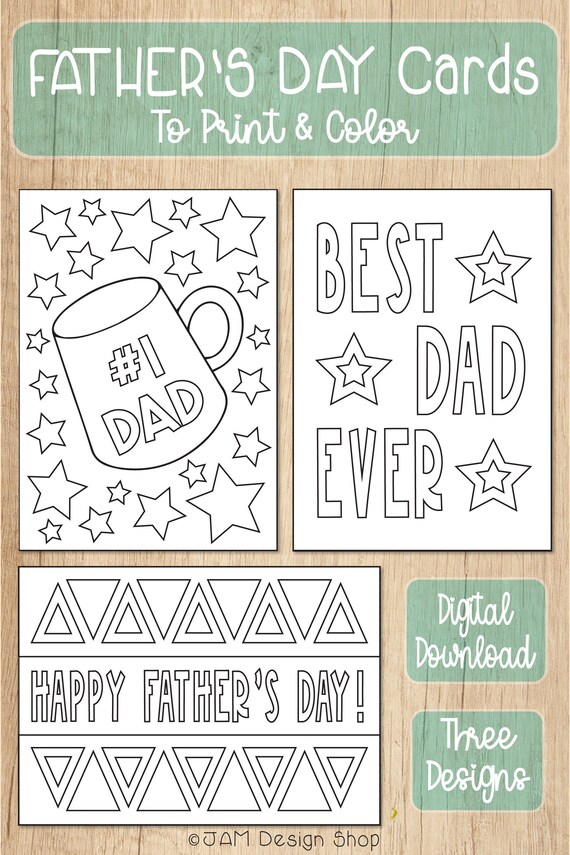 Father's Day Cards Coloring Cards Printable Cards - Etsy