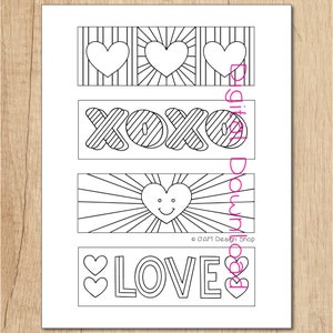 Valentine's Day Bookmarks, Color Your Own, Coloring for Kids, Printable ...