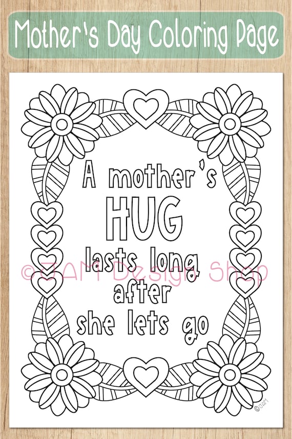 Mother Coloring Page Mother Gift Mom Gift Gift for Mom | Etsy