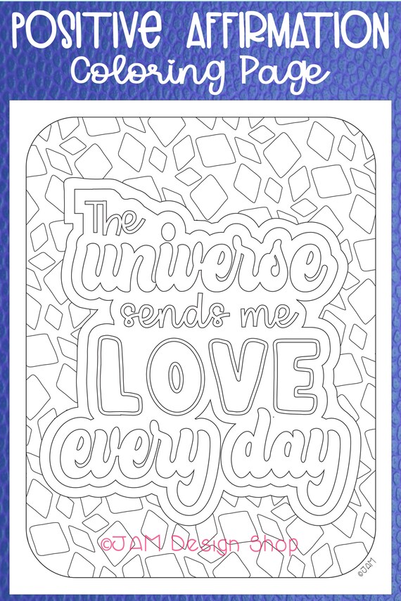 Positive Affirmation Coloring Page Affirmation Stress | Etsy