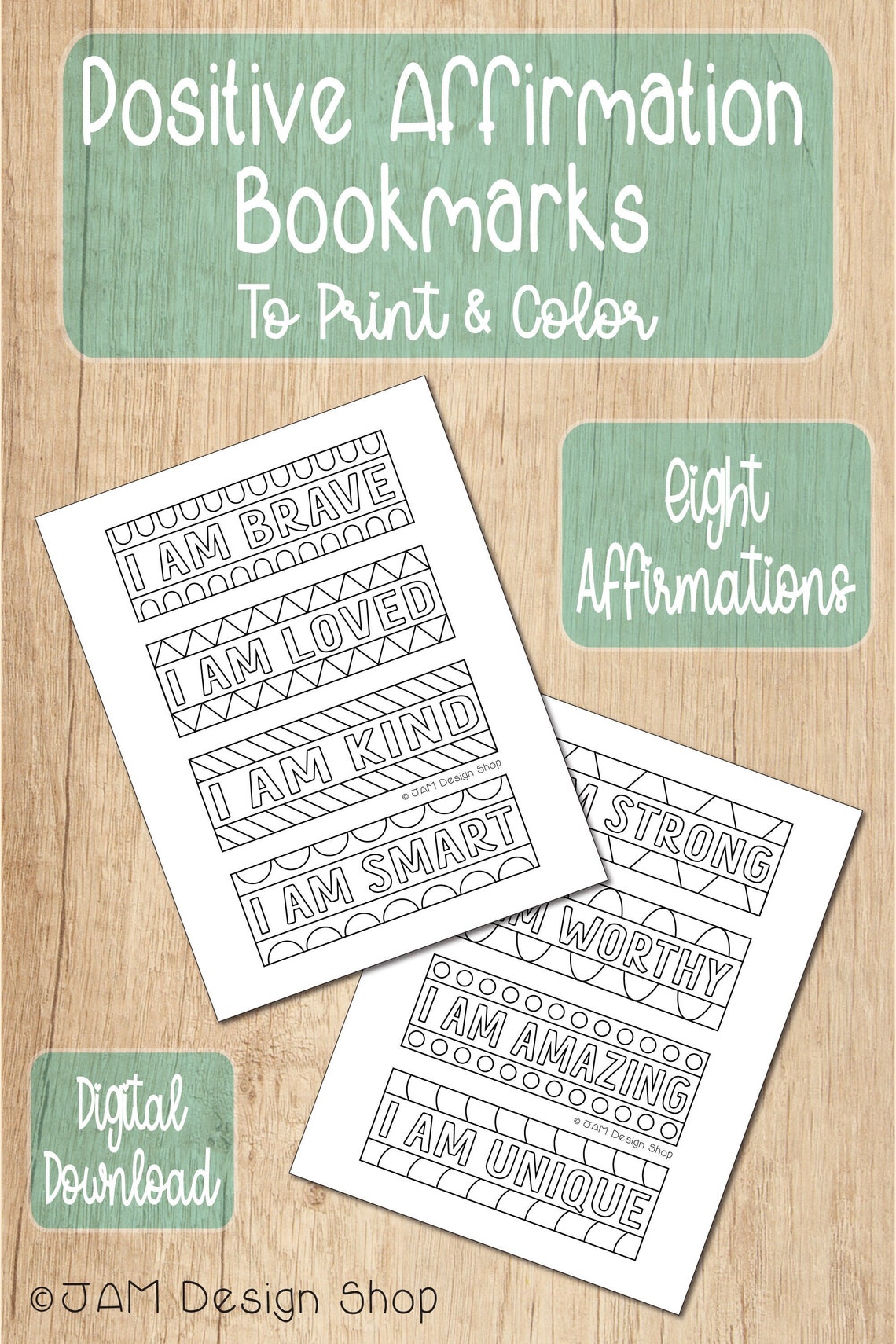 Positive Affirmation Bookmarks Bookmark Set Printable - Etsy