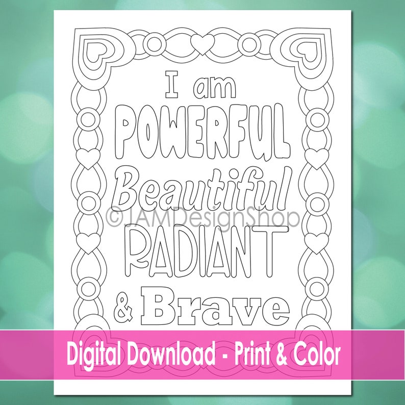 Set of 3 Positive Affirmation Coloring Pages, Printable Coloring Page ...