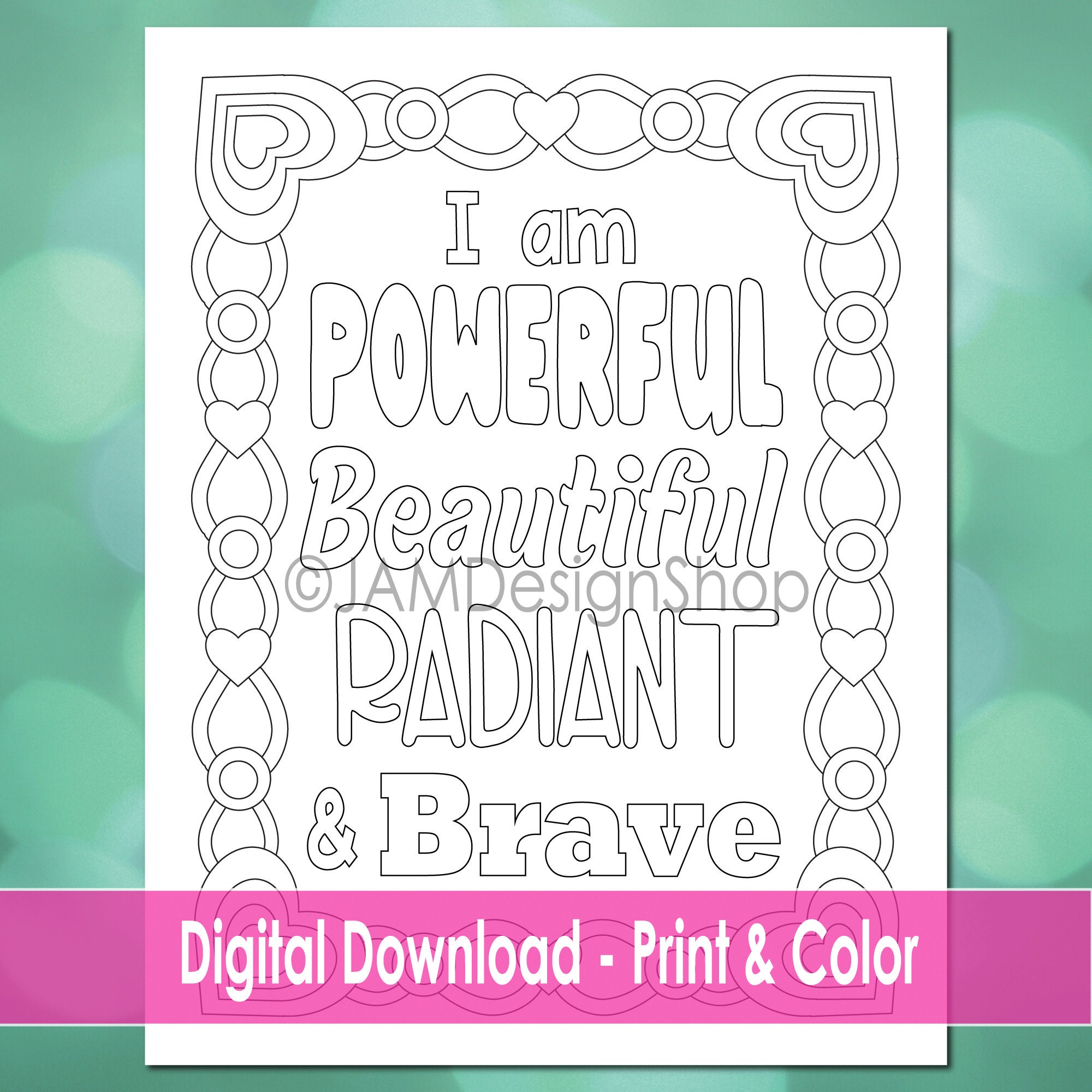 Set of 3 Positive Affirmation Coloring Pages, Printable Coloring Page ...