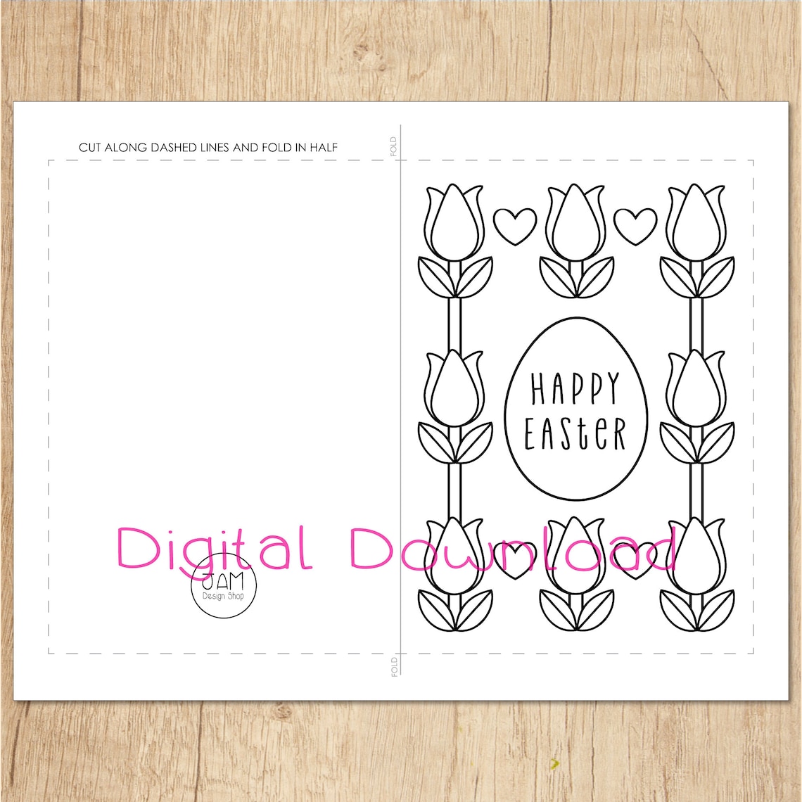 Color Your Own Easter Cards, Printable Cards, Greeting Card Set, Easter ...