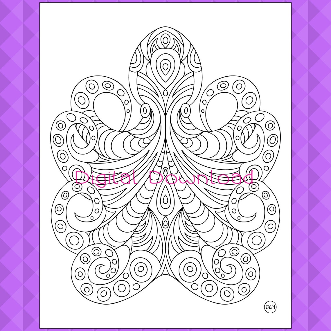 Octopus Coloring Page, Octopus Art, Adult Coloring Page, Coloring PDF ...