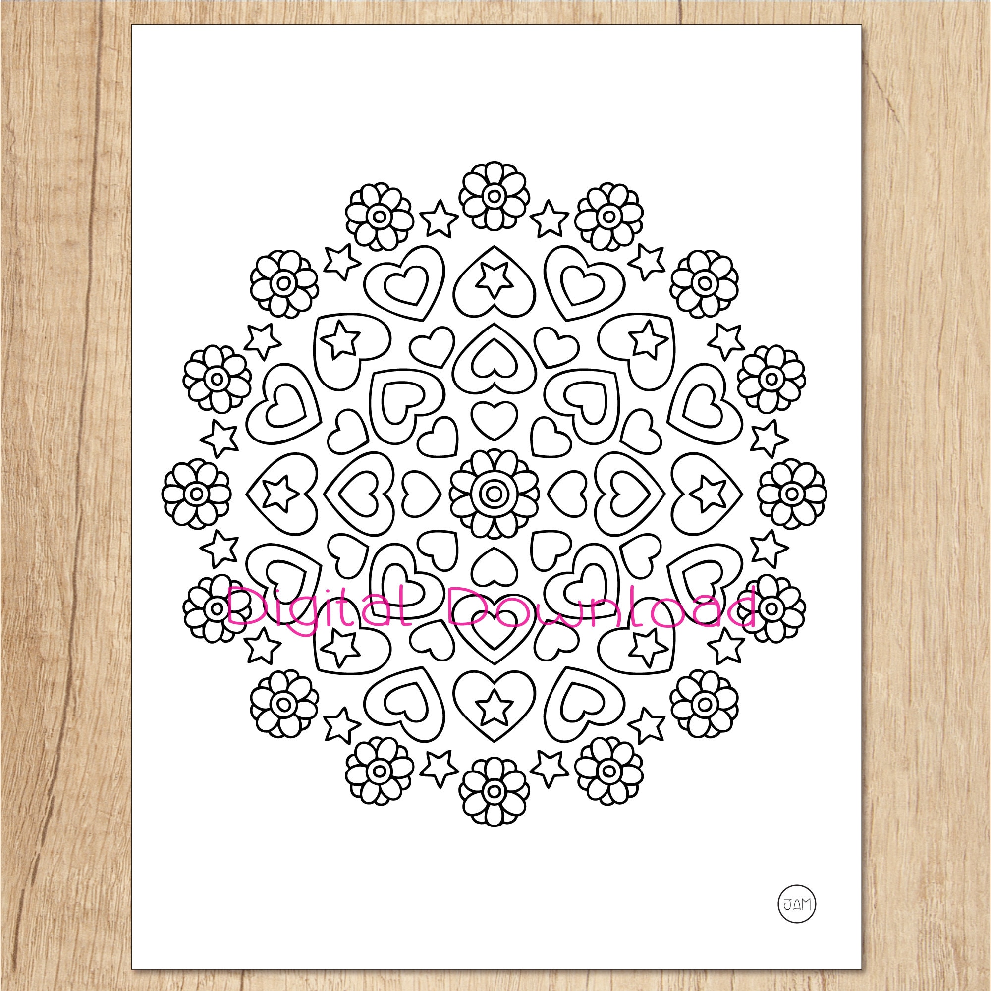 Coloring Sheet, Mandala Coloring Page, Kids Coloring, Heart Theme ...