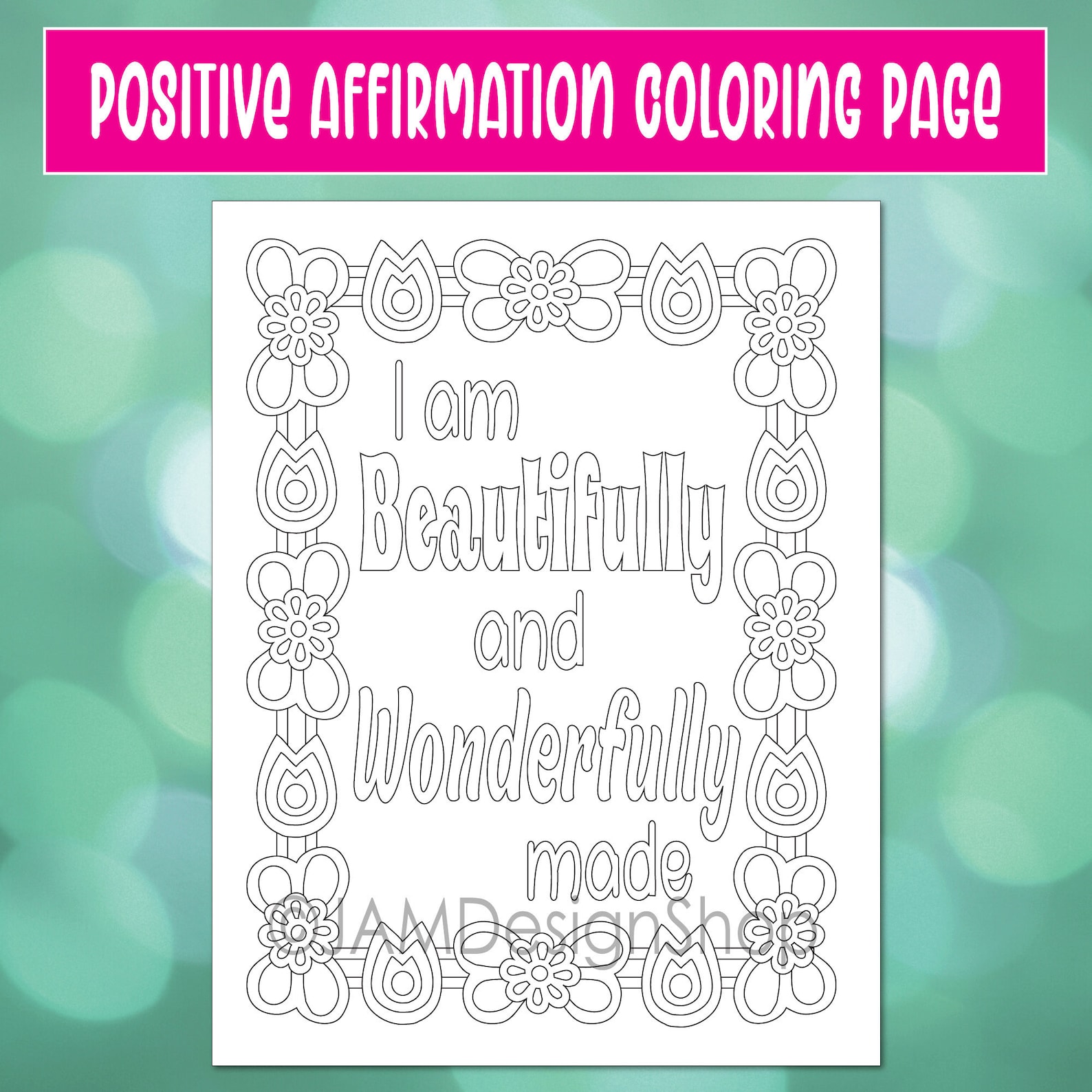 Positive Affirmation Coloring Page. Adult Coloring Page, Self ...