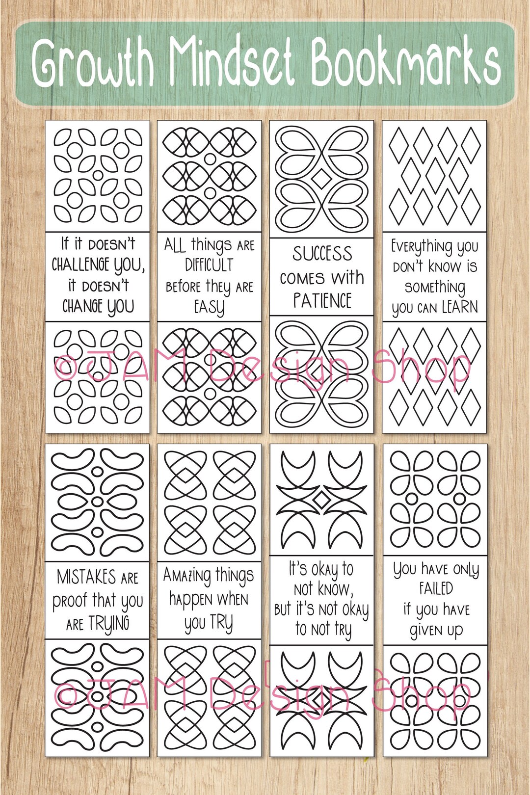 Growth Mindset Bookmarks, Bookmark Set, Printable Bookmarks, Student ...