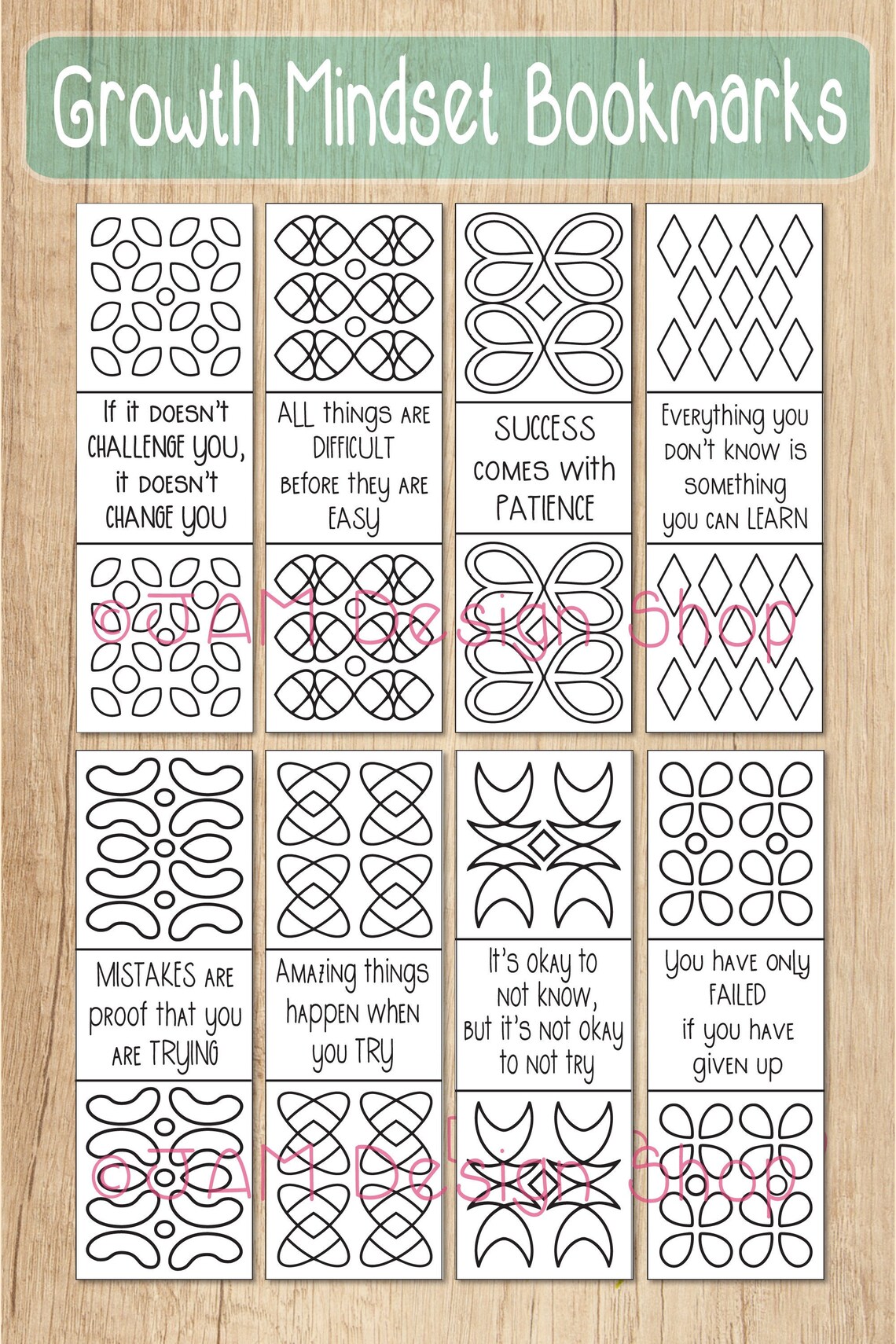 Growth Mindset Bookmarks, Bookmark Set, Printable Bookmarks, Student ...