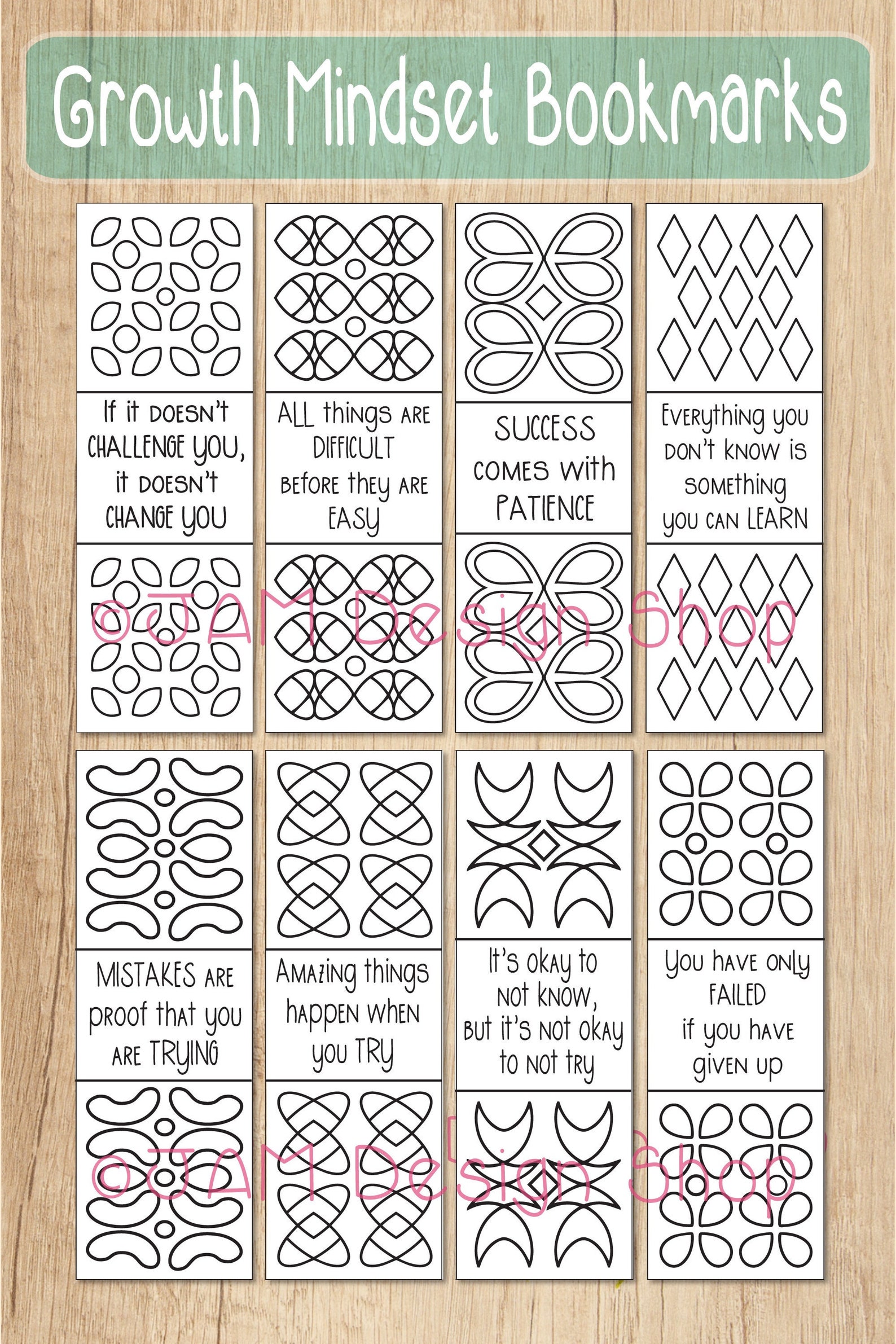 Growth Mindset Bookmarks, Bookmark Set, Printable Bookmarks, Student ...