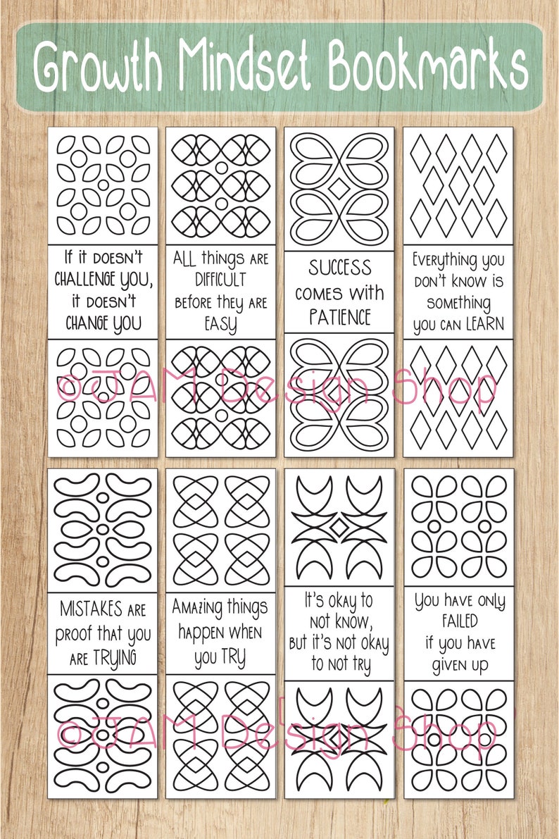 Growth Mindset Bookmarks, Bookmark Set, Printable Bookmarks, Student ...
