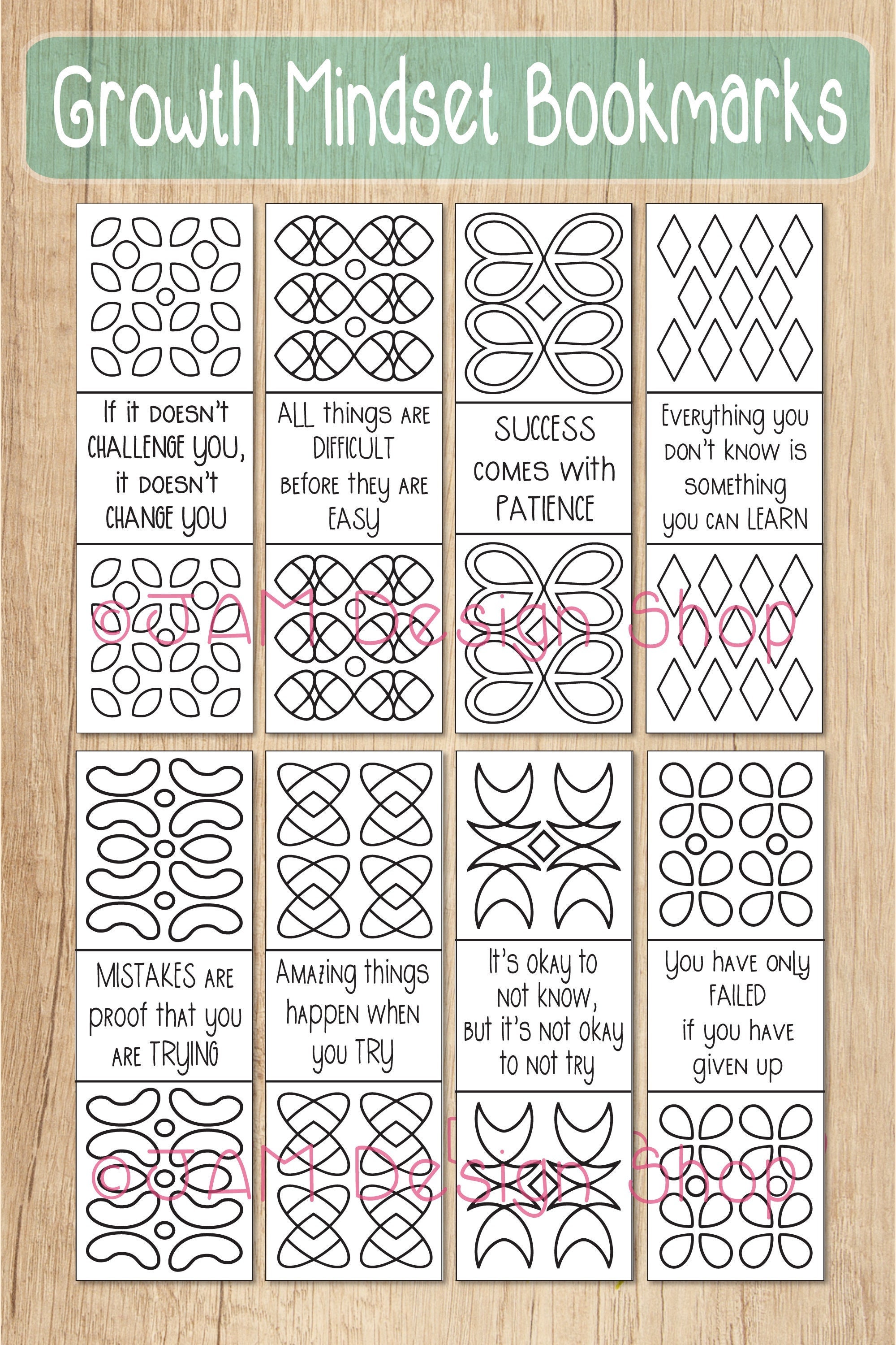 Growth Mindset Bookmarks, Bookmark Set, Printable Bookmarks, Student ...
