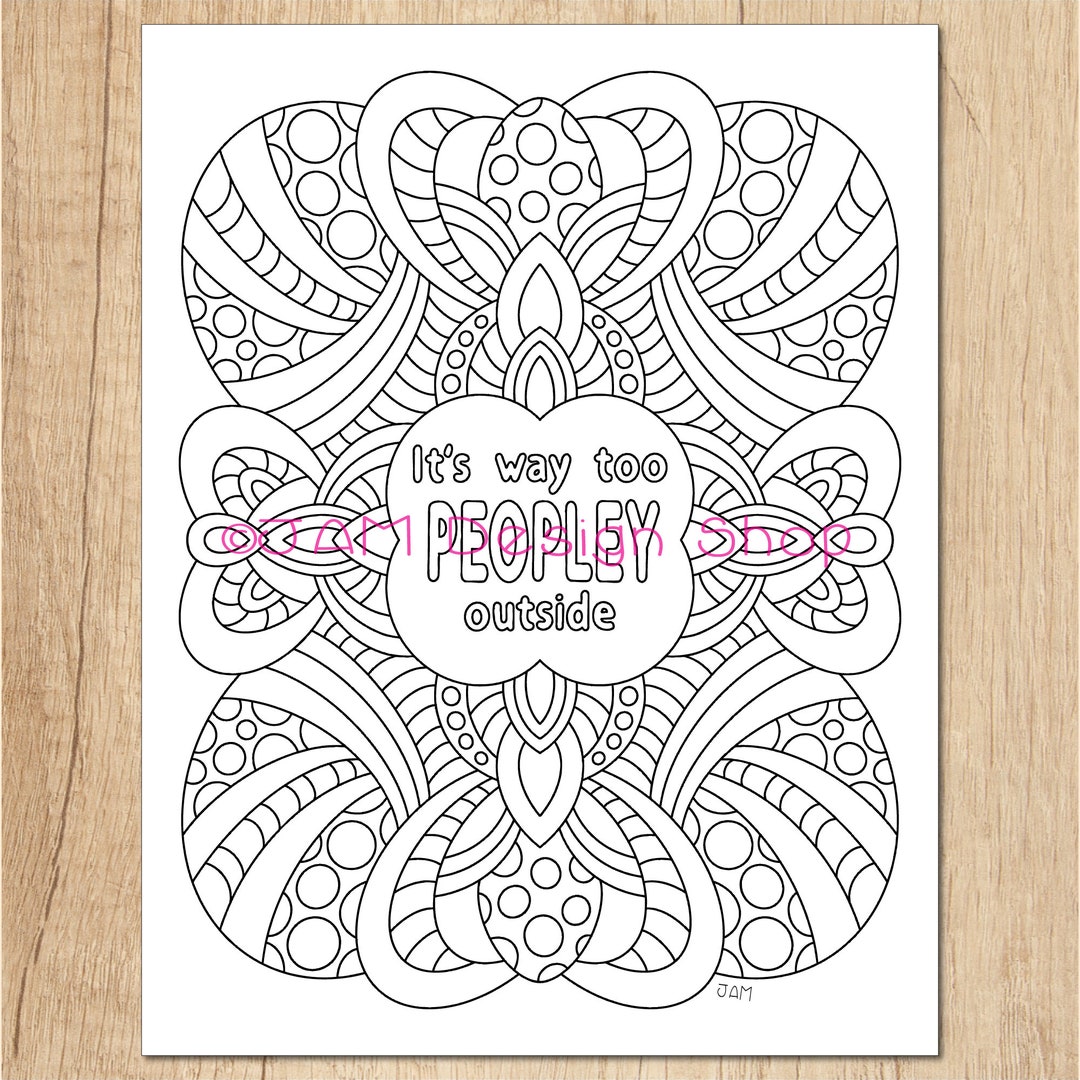 Introvert Gift, Introvert Quotes, Coloring Page, Coloring for Adults ...