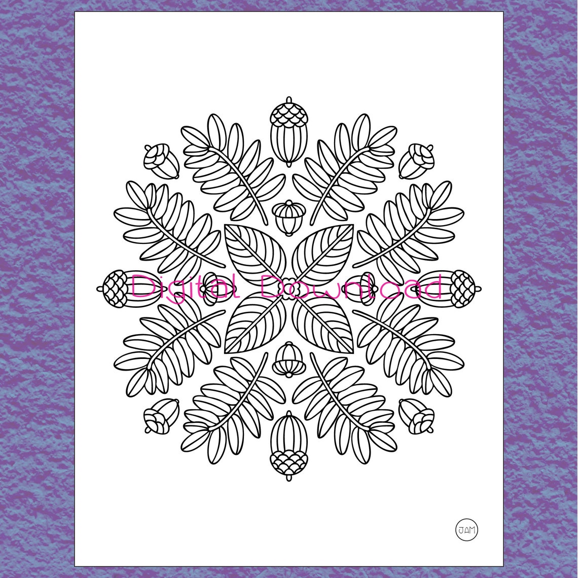 Digital Download, Leaf Mandala Coloring Page, Autumn Leaves, Adult ...