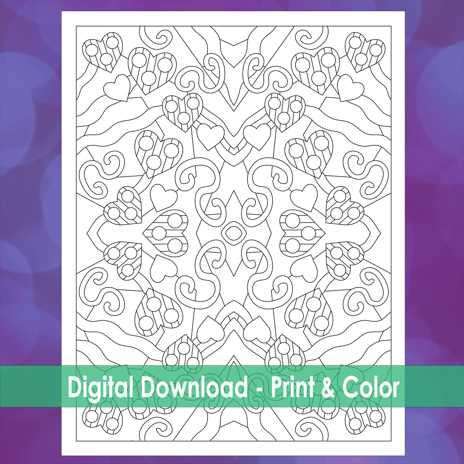 Heart Design, Abstract Hearts, Coloring Page, Heart Pattern, Heart ...