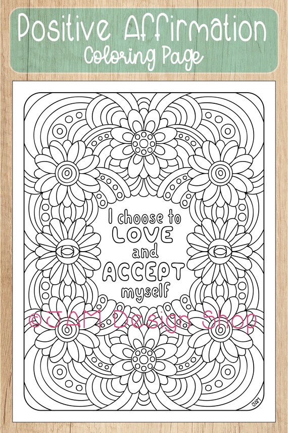 Positive Affirmation Coloring Page Positivity Quotes | Etsy