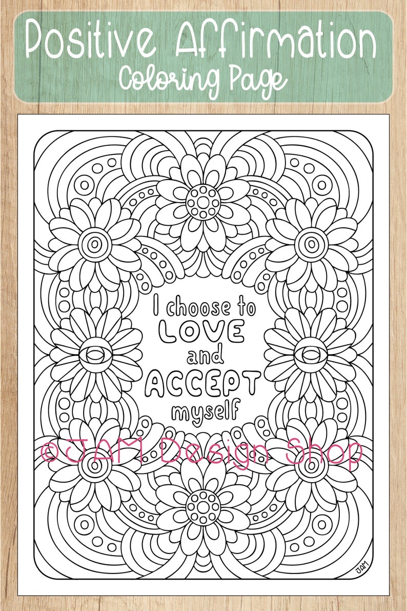 Positive Affirmation Coloring Page Positivity Quotes | Etsy