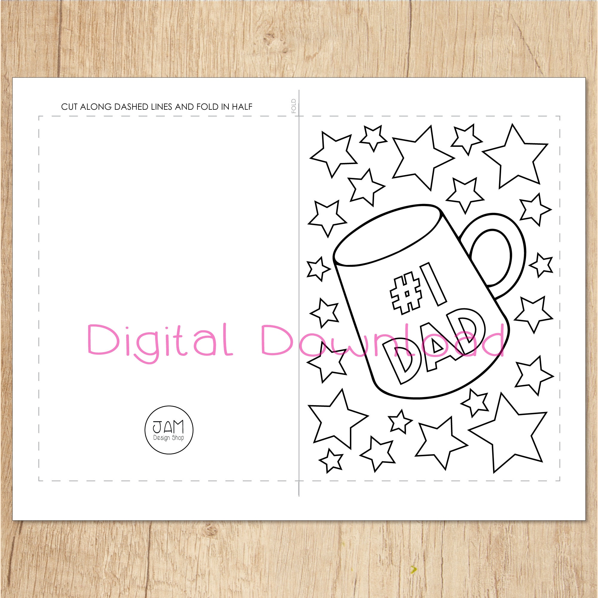 Father's Day Cards, Coloring Cards, Printable Cards, Father's Day Gift ...