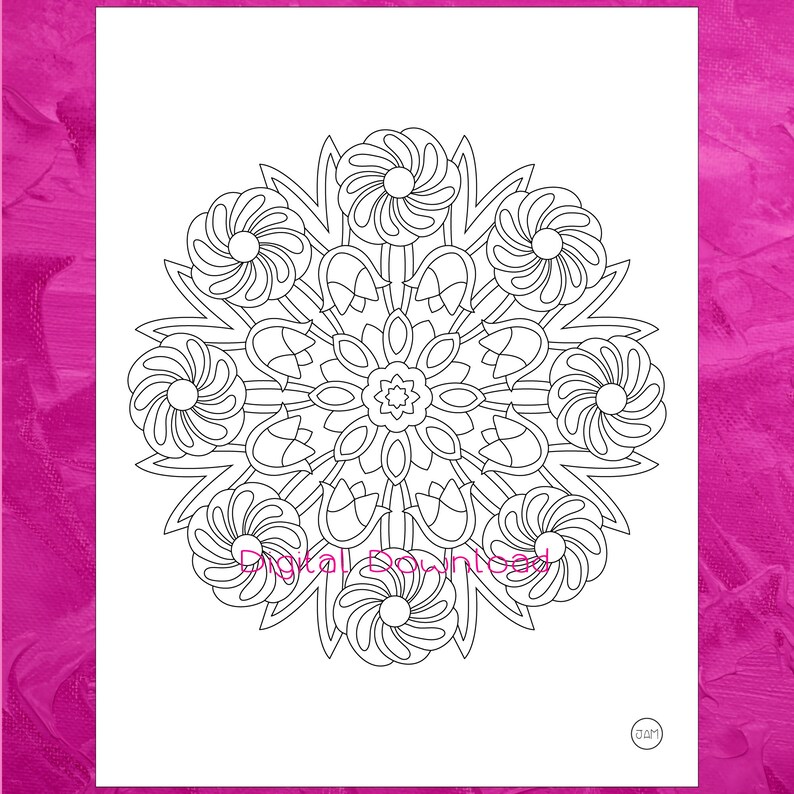 Flower Mandala Coloring Page Instant Download Printable | Etsy