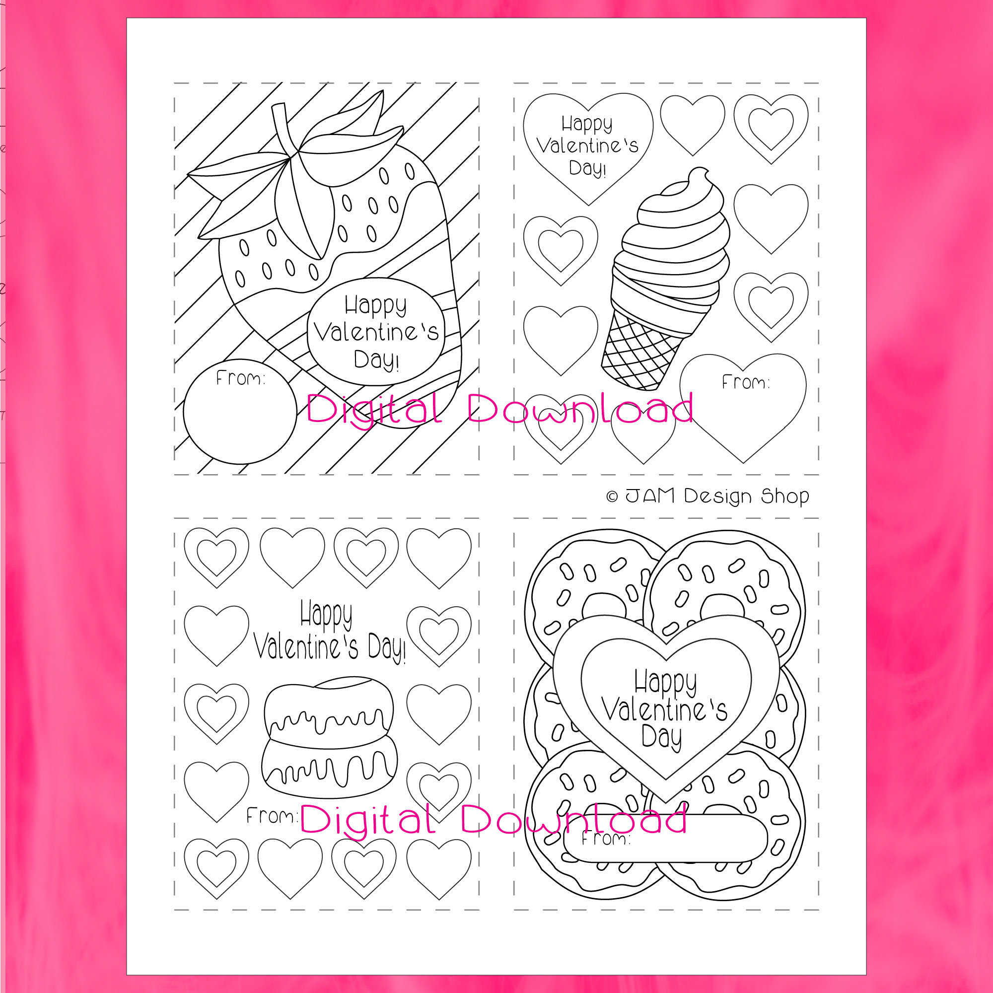 Color Your Own Valentines Day Cards, Printable Valentines, Valentines ...