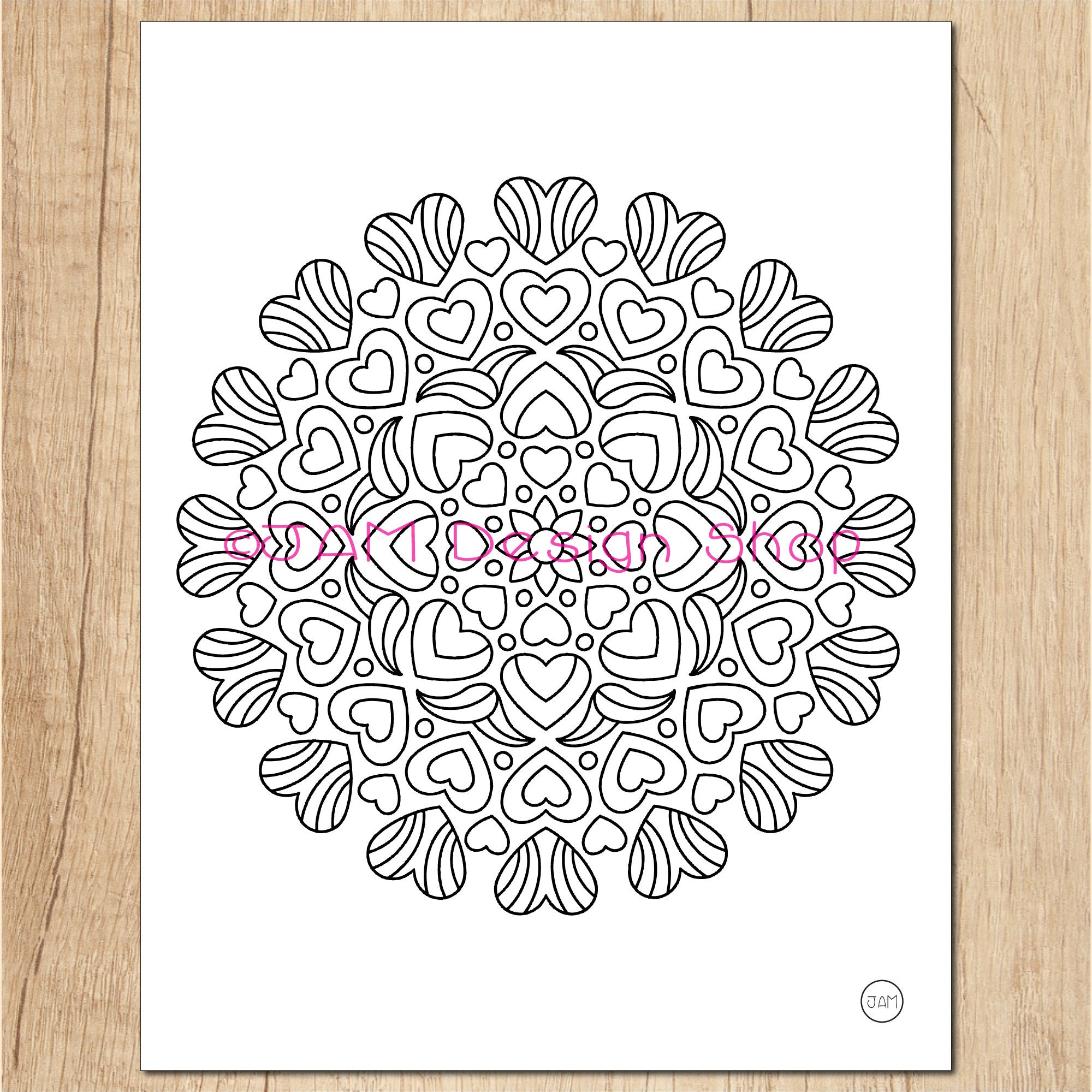 Coloring Page Bundle, Mandala Coloring Page, Kids Coloring, Heart Theme ...