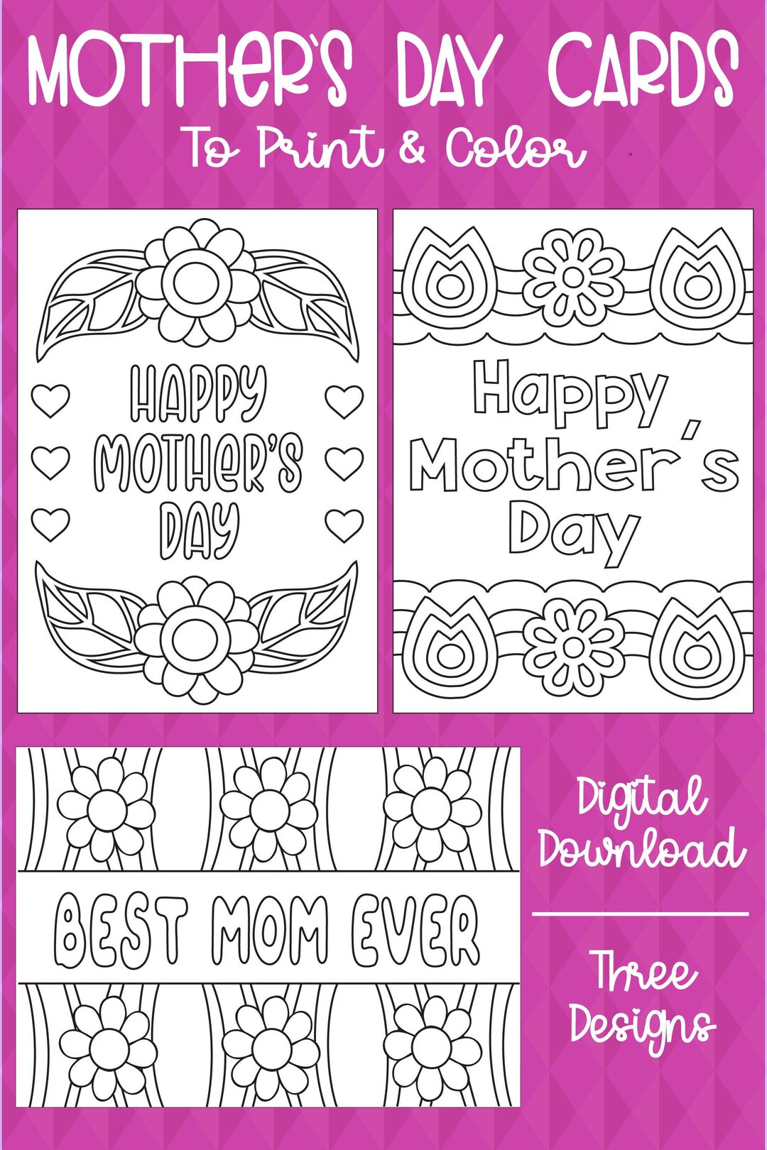 Mother's Day Cards, Coloring Cards, Printable Cards, Mother's Day Gift ...