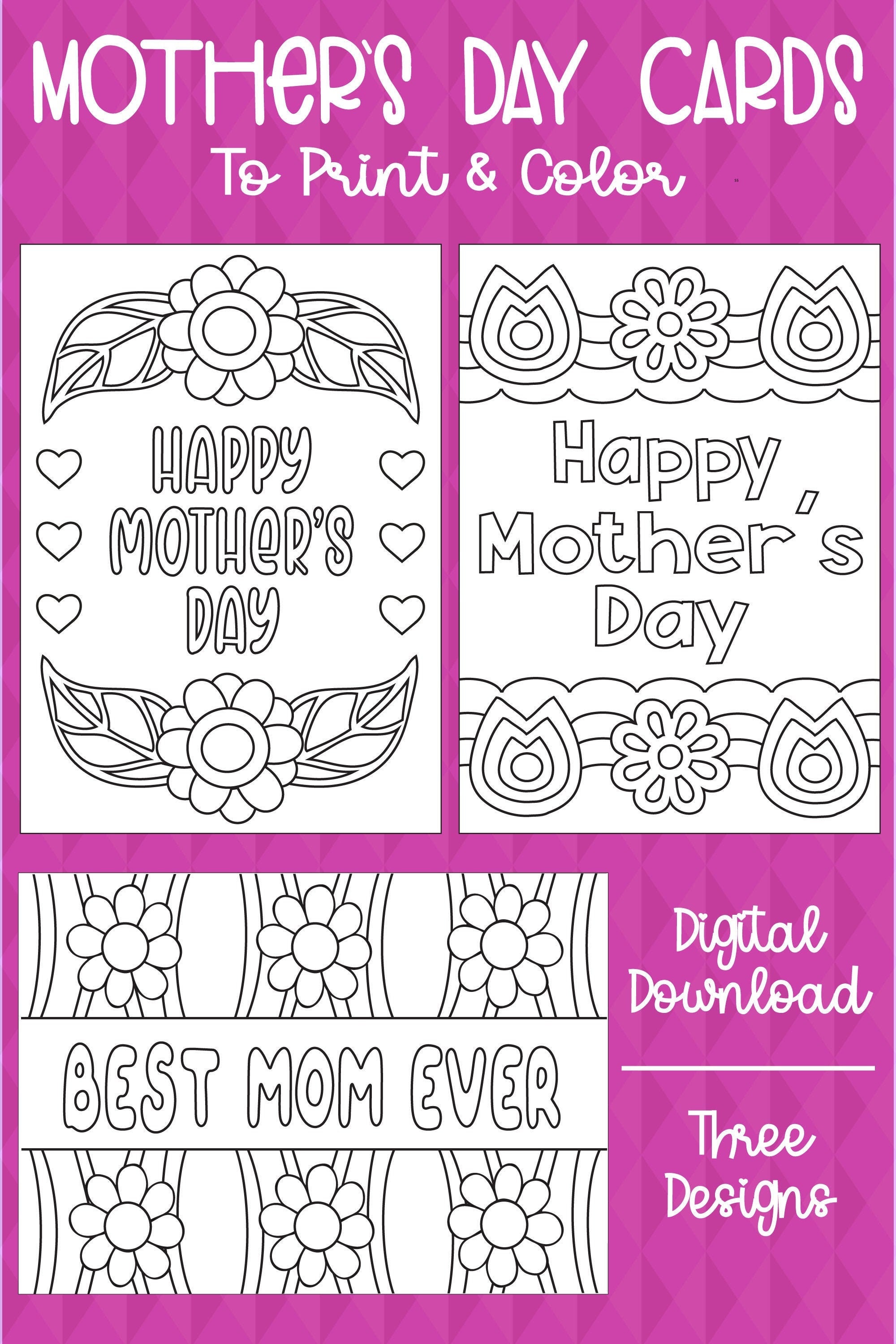 Mother's Day Cards, Coloring Cards, Printable Cards, Mother's Day Gift ...