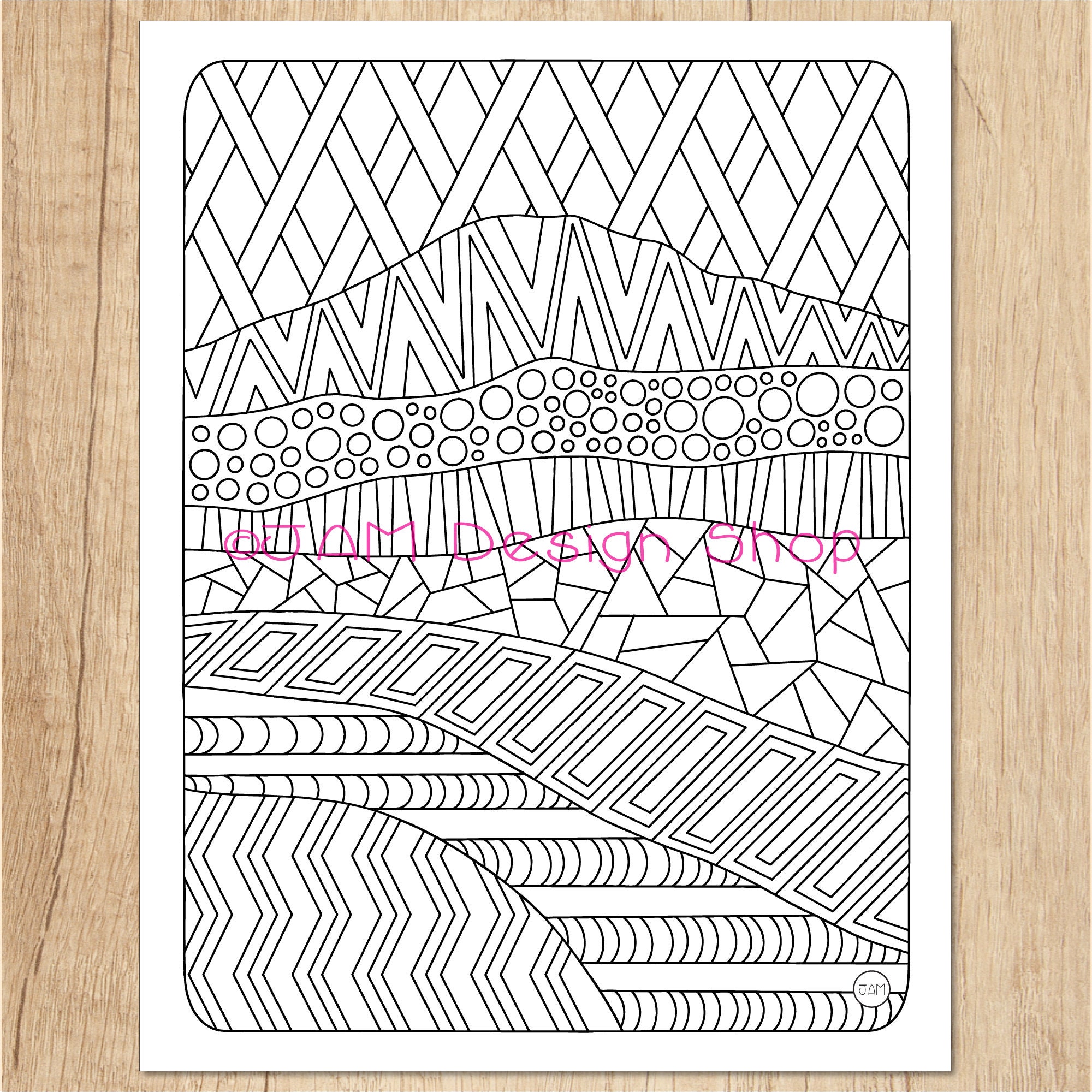 Digital Download, Coloring Page Set, Zentangle, Landscape, Nature Lover ...
