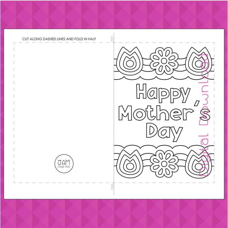 Mother's Day Cards, Coloring Cards, Printable Cards, Mother's Day Gift ...
