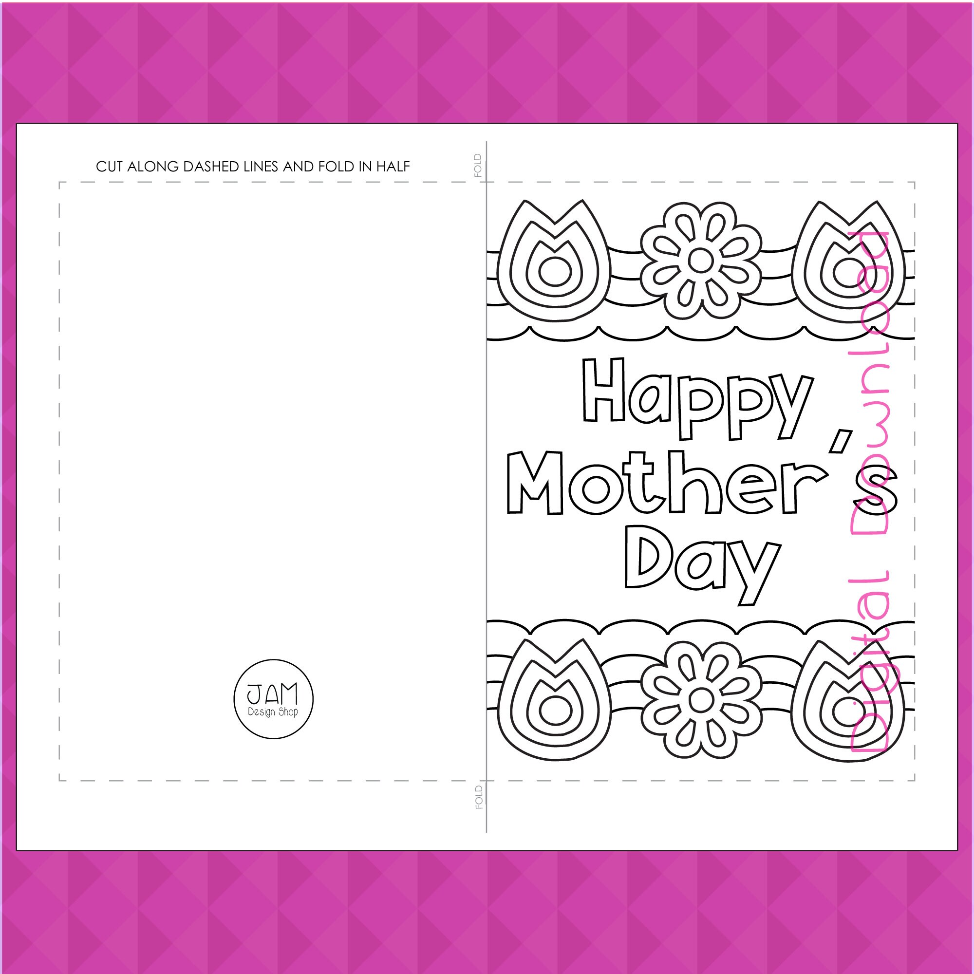 Mother's Day Cards, Coloring Cards, Printable Cards, Mother's Day Gift ...
