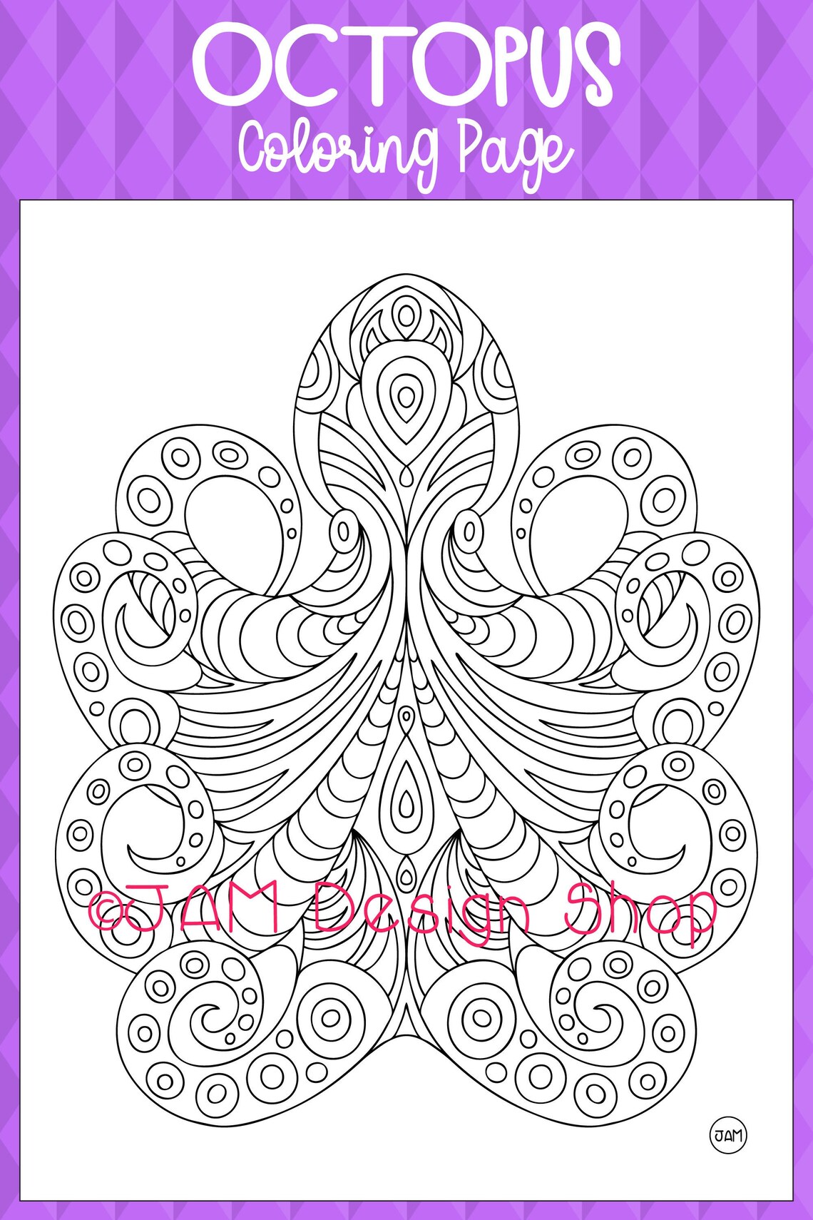 Octopus Coloring Page, Octopus Art, Adult Coloring Page, Coloring PDF ...