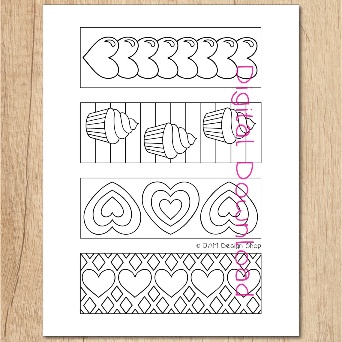 Valentine's Day Bookmarks, Color Your Own, Coloring for Kids, Printable ...