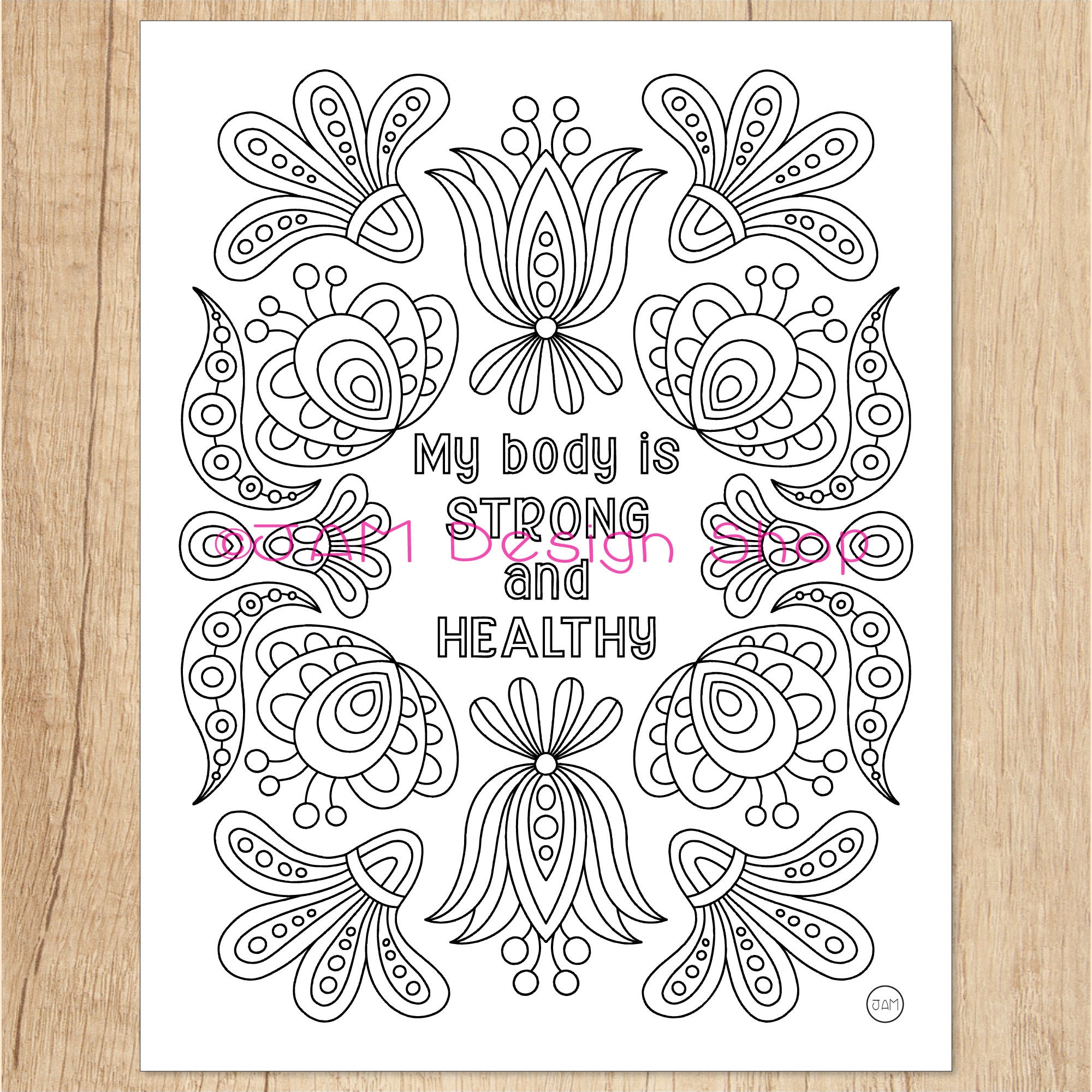 Digital Download, Coloring Page Set, Health Affirmations, Body ...