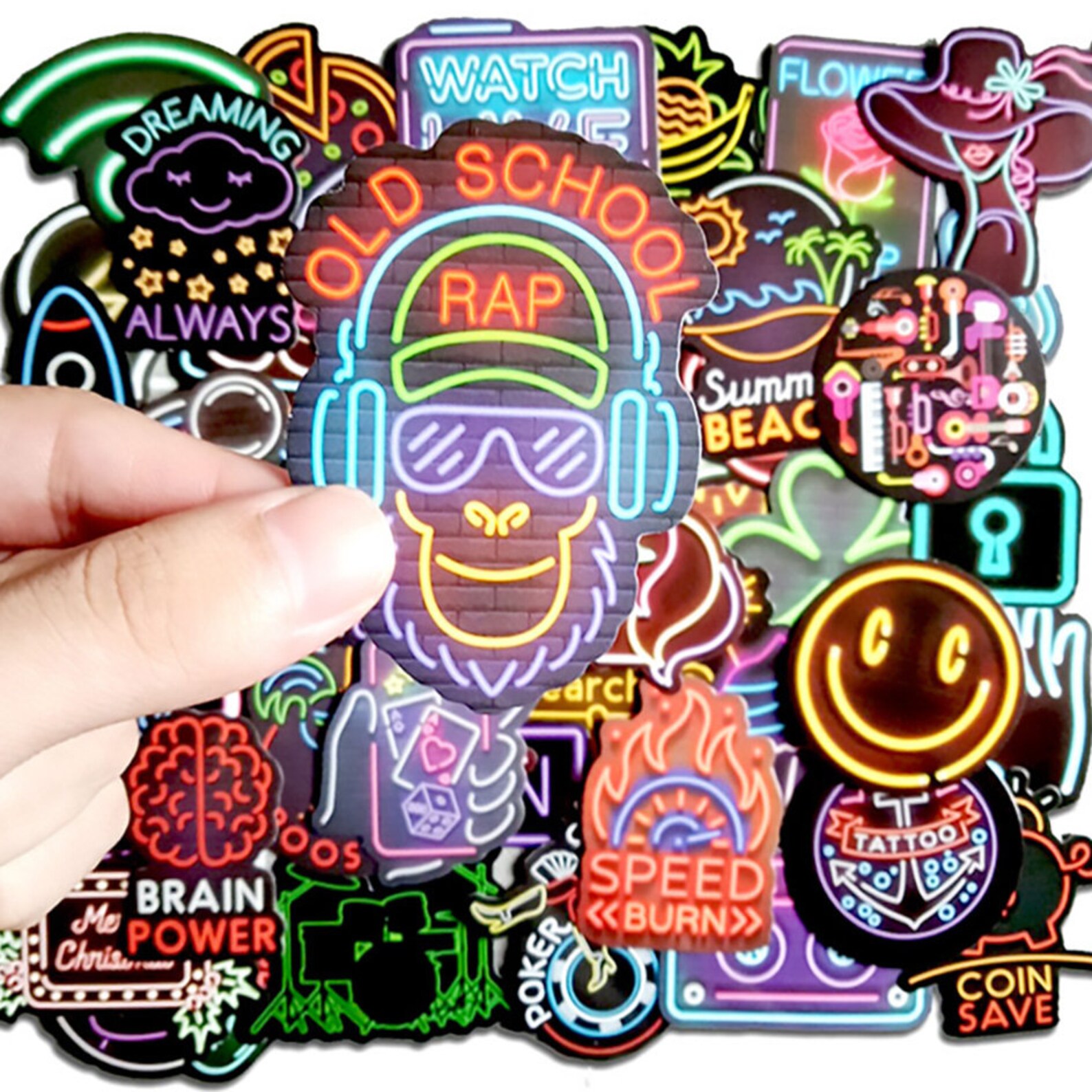 50 Vinyl Neon Light Sticker Bomb Pack Laptop Stickers Bike | Etsy