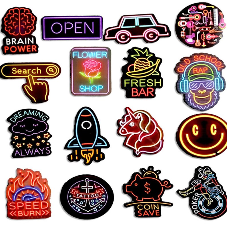 50 Vinyl Neon Light Sticker Bomb Pack Laptop Stickers Bike | Etsy