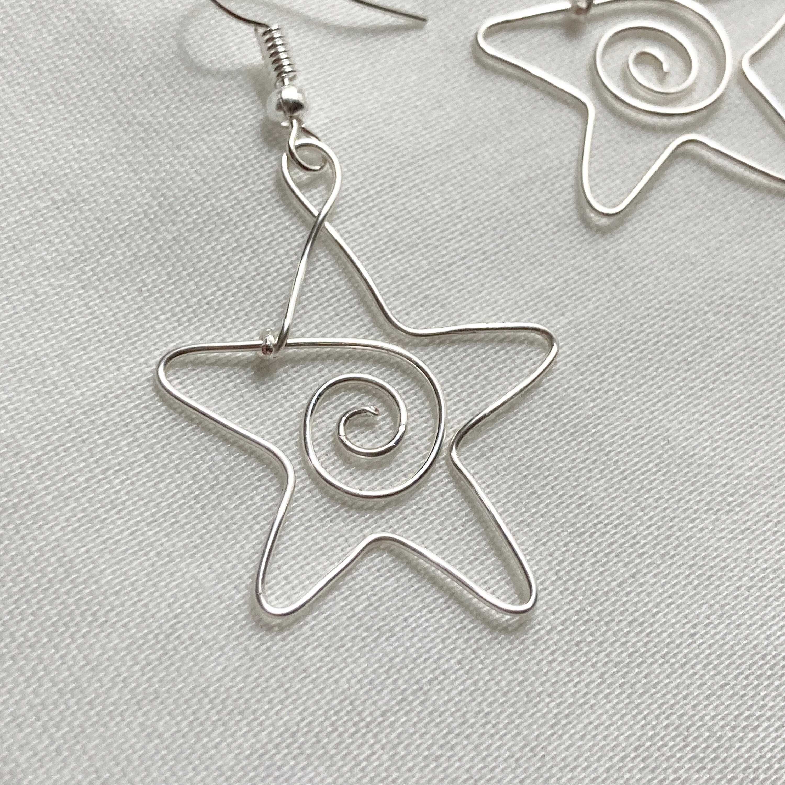Wire Spiral Star Earrings - Etsy