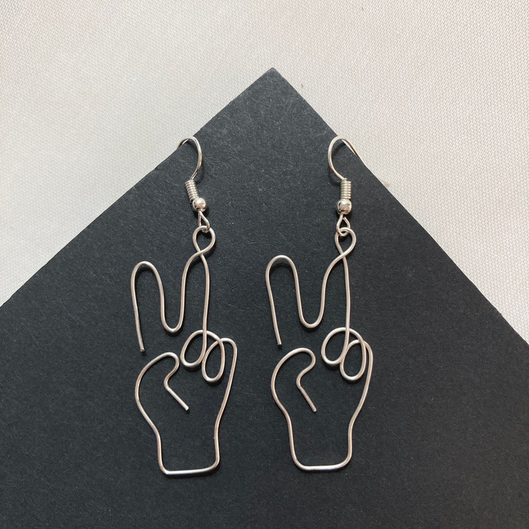 Wire Finger Peace Sign Earrings - Etsy
