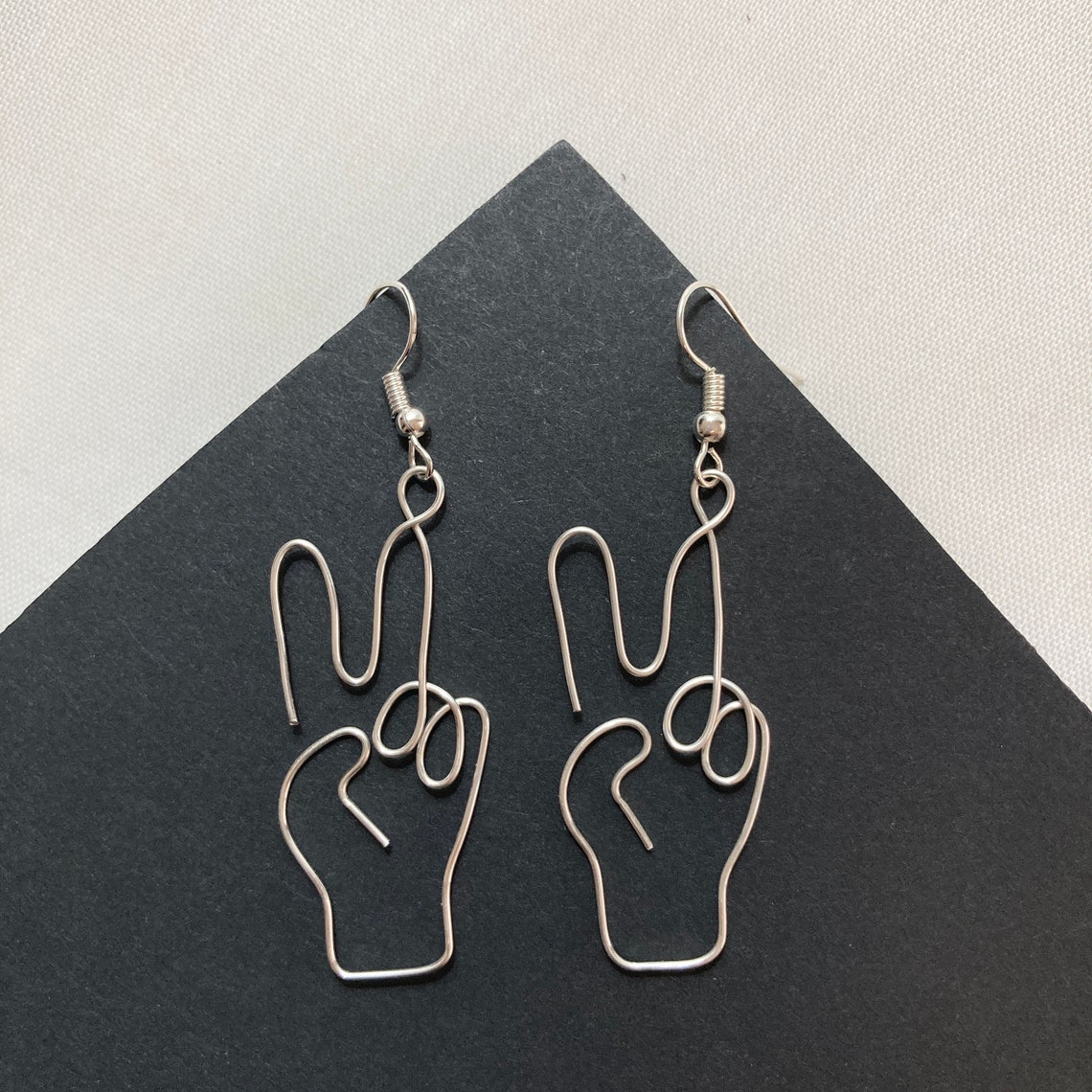 Wire Finger Peace Sign Earrings - Etsy