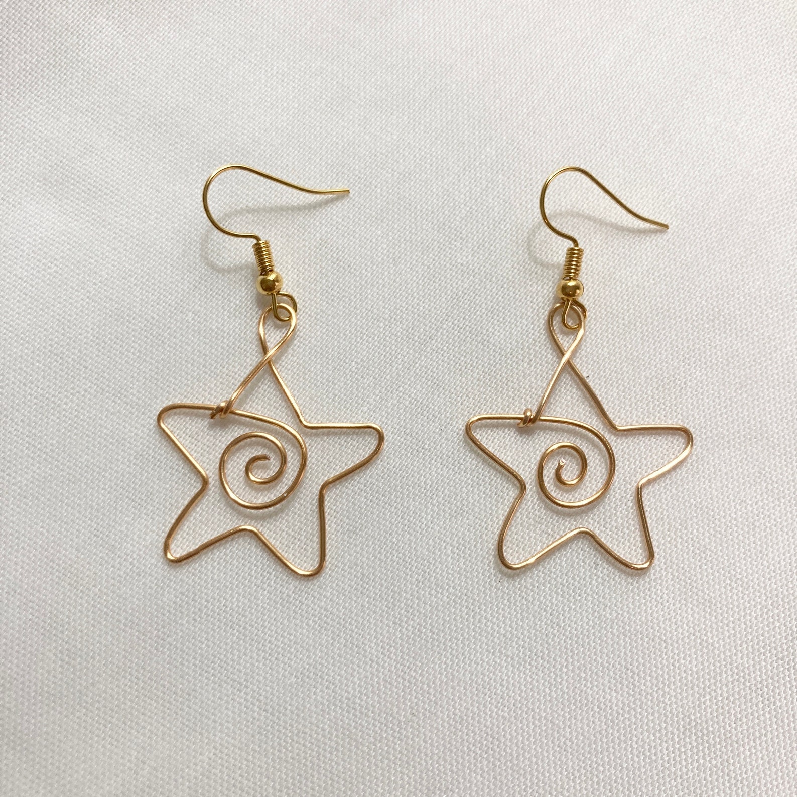 Wire Spiral Star Earrings - Etsy