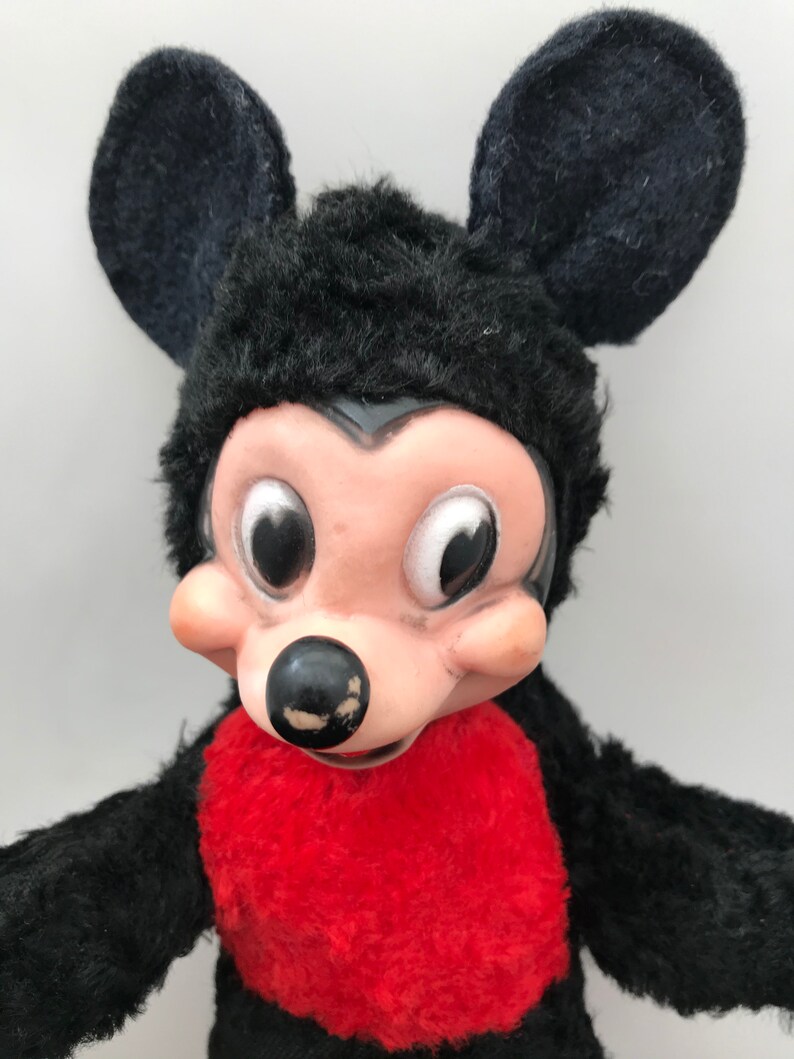 VINTAGE MICKEY MOUSE Fur Fabric Black Felt Ears Rubber - Etsy