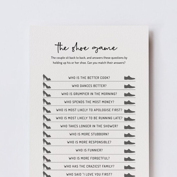 Wedding Shoe Game - Etsy